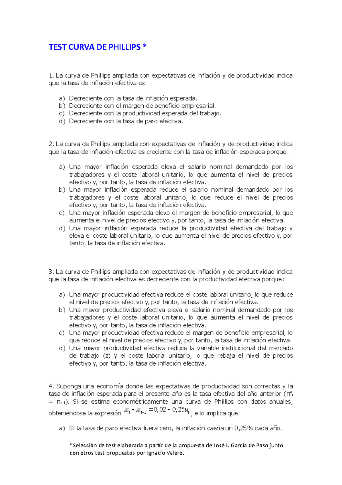 Test phillips - tipo test - TEST CURVA DE PHILLIPS * La curva de ...