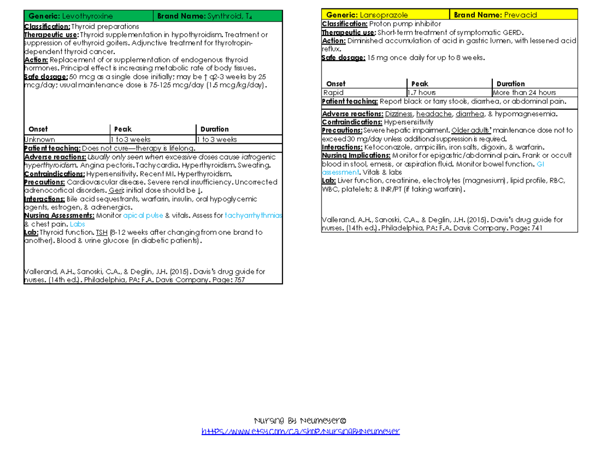 Med cards starting with L - Nursing By Neumeyer© Generic: Lansoprazole ...