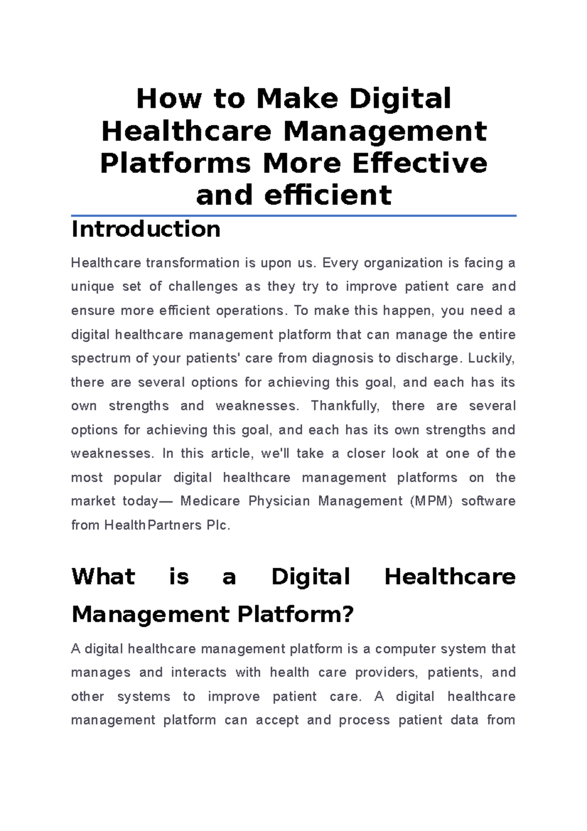 How to Make Digital Healthcare Management Platforms More Effective and ...