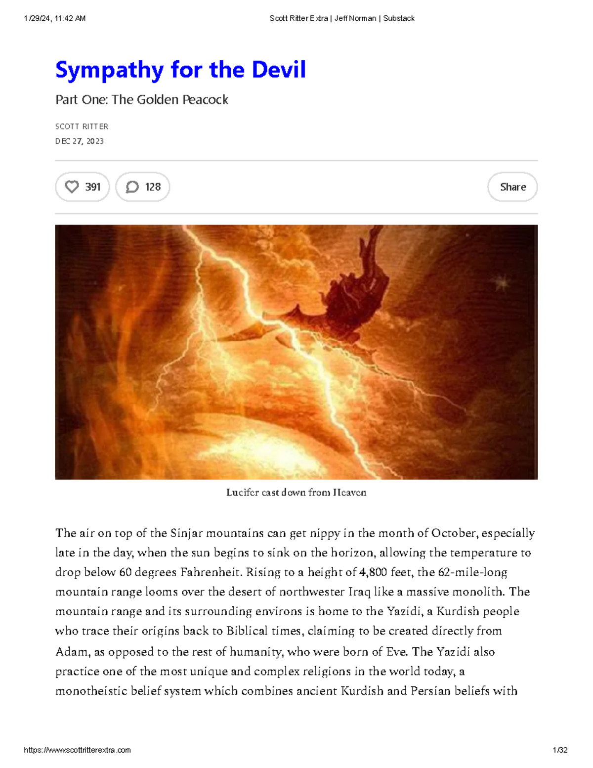 Scott Ritter Extra Jeff Norman Substack - Sympathy for the Devil Part One: The Golden Peacock ...