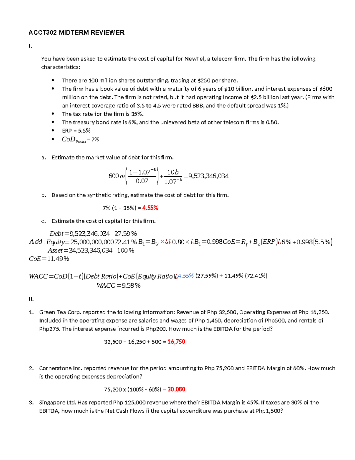 ACCT302-Reviewer-MA4B - ACCT302 MIDTERM REVIEWER I. You have been asked ...