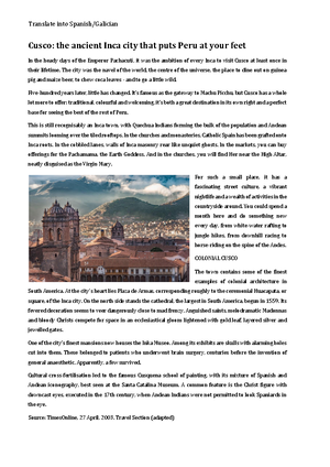 05-Cusco - CUSCO - Translate into Spanish/Galician Cusco: the ancient ...