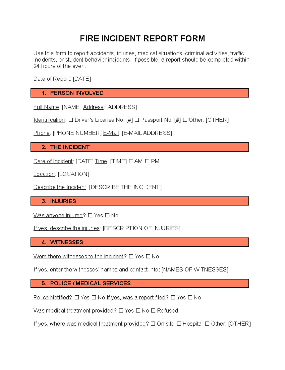 Fire-Incident-Report - FIRE INCIDENT REPORT FORM Use this form to ...