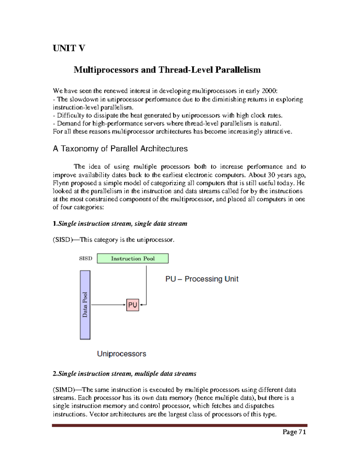 Advanced Computer Architecture (ACA)- UNIT 5 - UNIT V Multiprocessors and Thread-Level ...