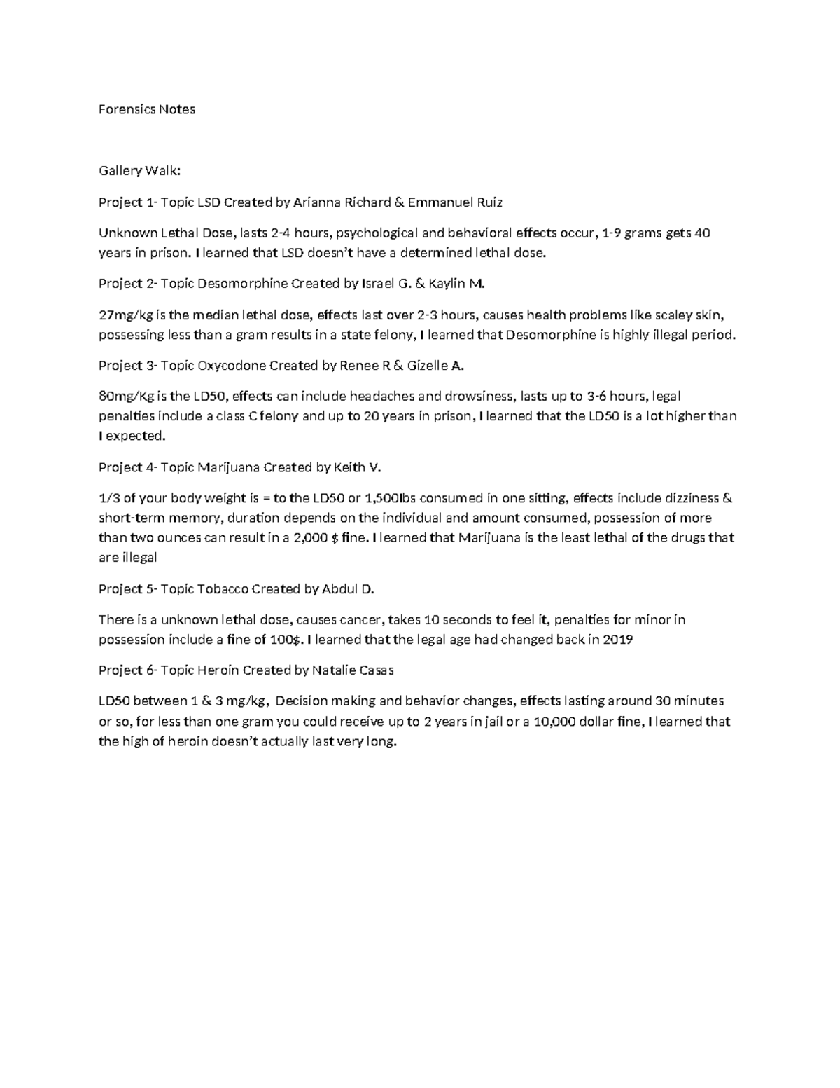 Forensic science notes - Forensics Notes Gallery Walk: Project 1- Topic ...