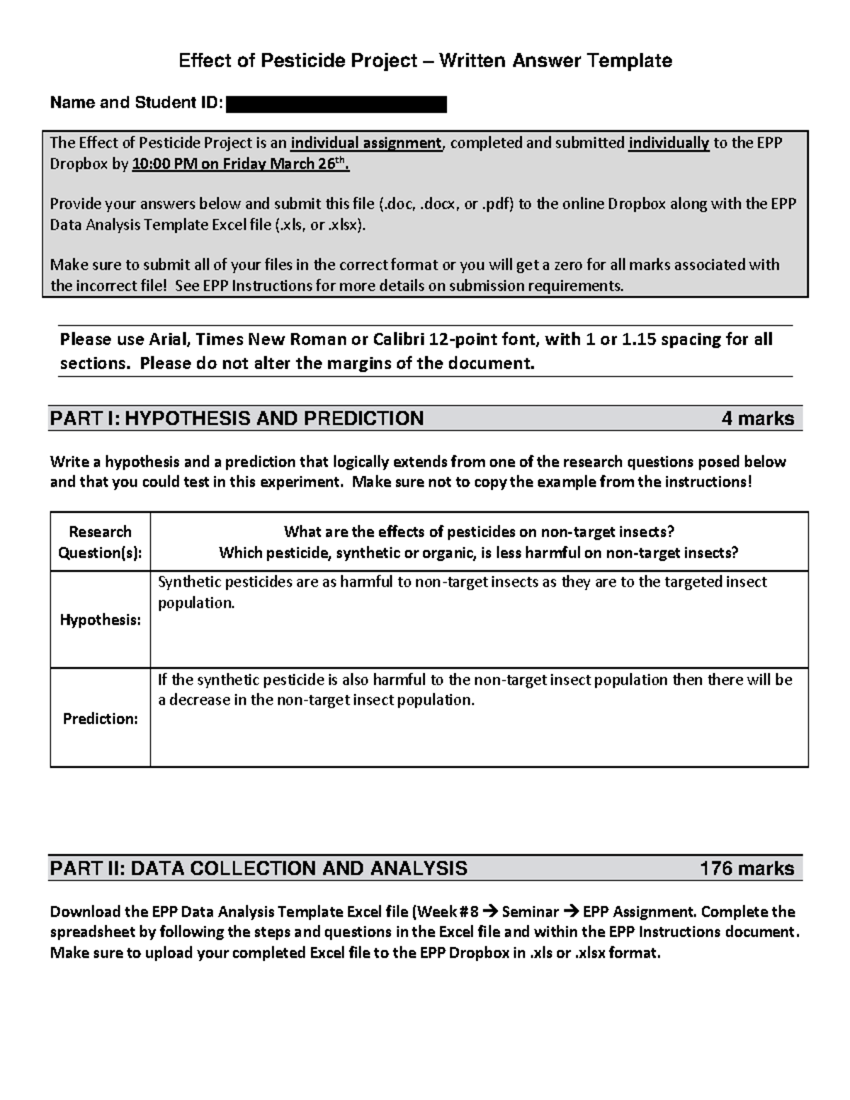 EPP Written Answer - Effect of Pesticide Project – Written Answer ...
