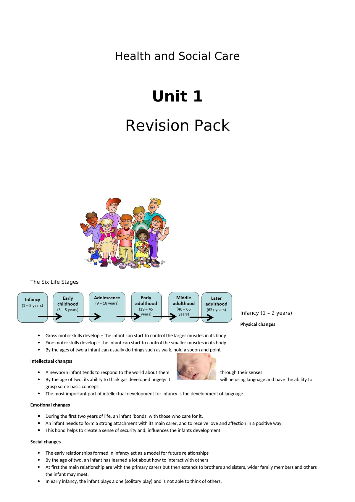 Revision Pack for unit 1 - Health and Social Care Unit 1 Revision Pack ...