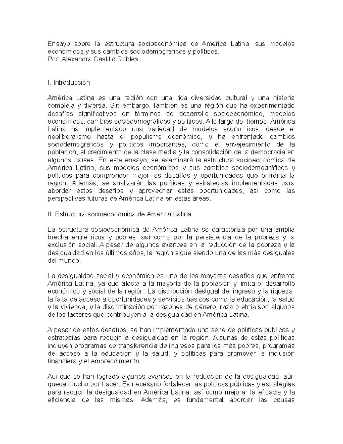 Ensayo sobre la estructura socioeconómica de América Latina - Ensayo ...