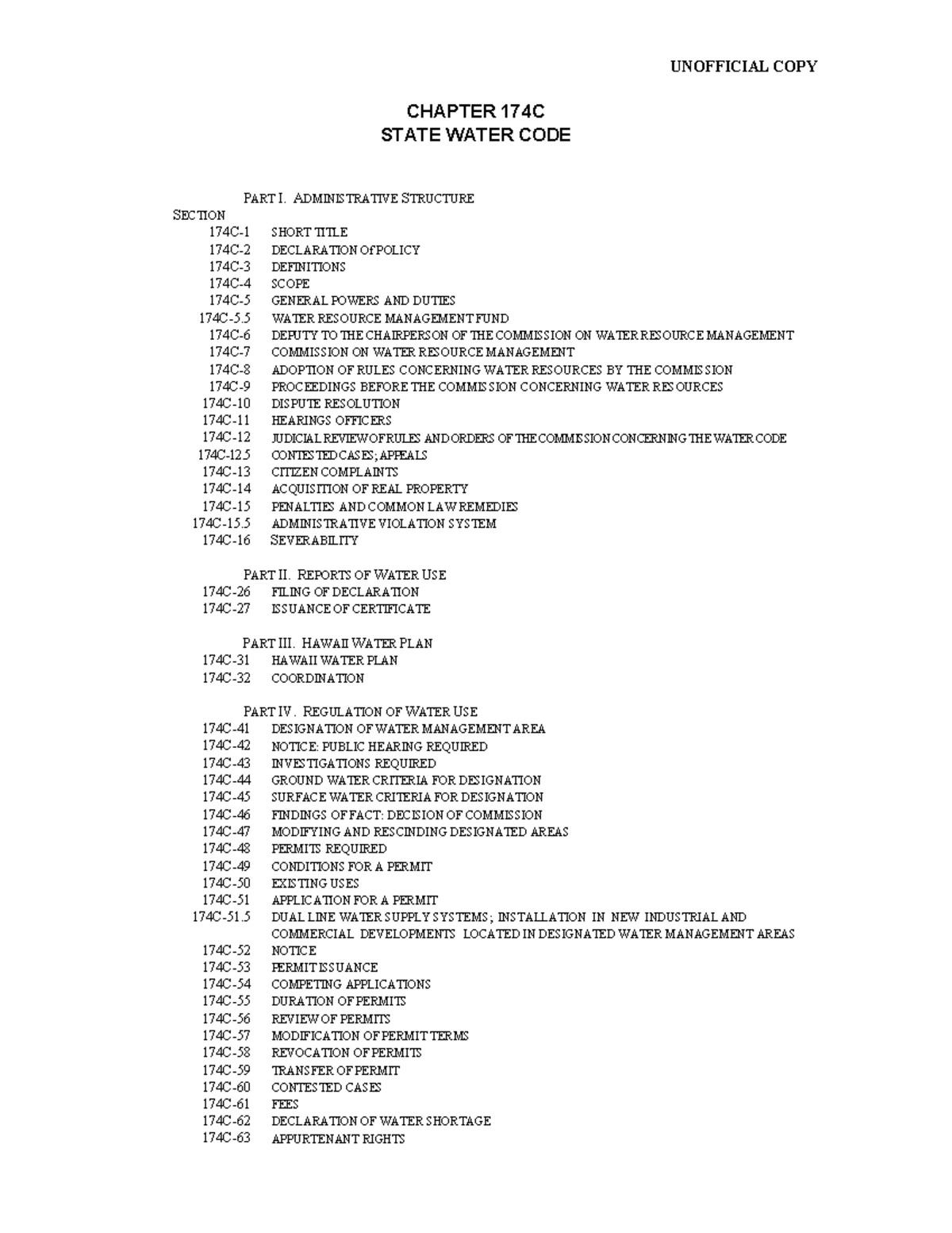 Hawaii Water Code - n/a - CHAPTER 174C STATE WATER CODE PART I ...