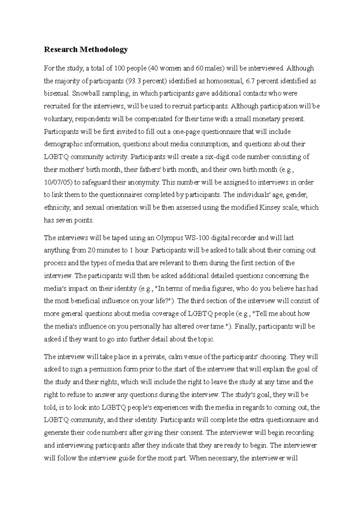 Research Methodology - Assignment - Research Methodology For the study ...