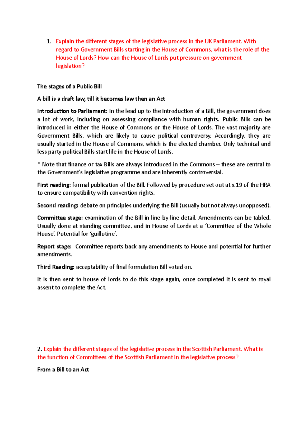 Tutorial 3- Public Law - Explain the different stages of the ...