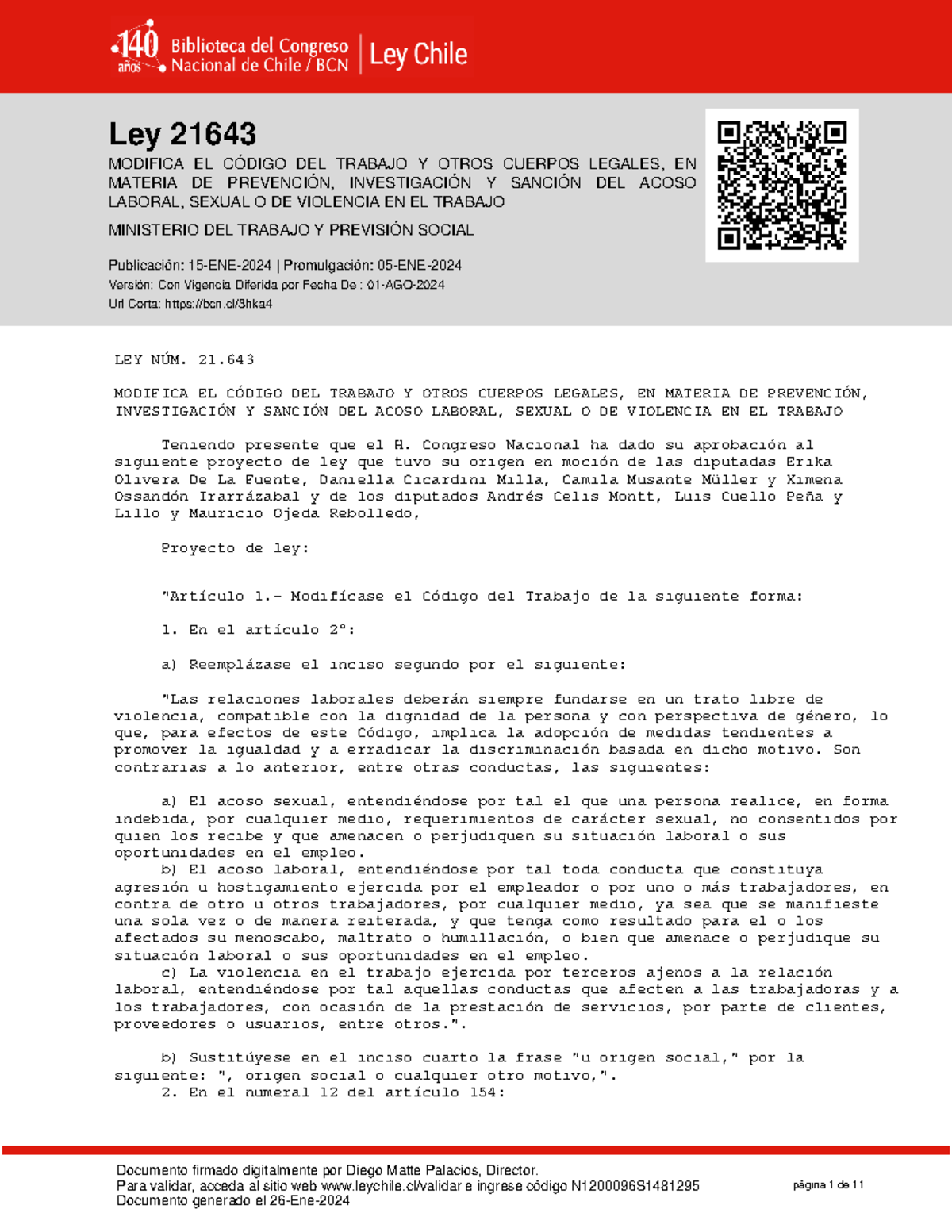 Ley-21643 15-ENE-2024 LEY Karin - Documento firmado digitalmente por ...