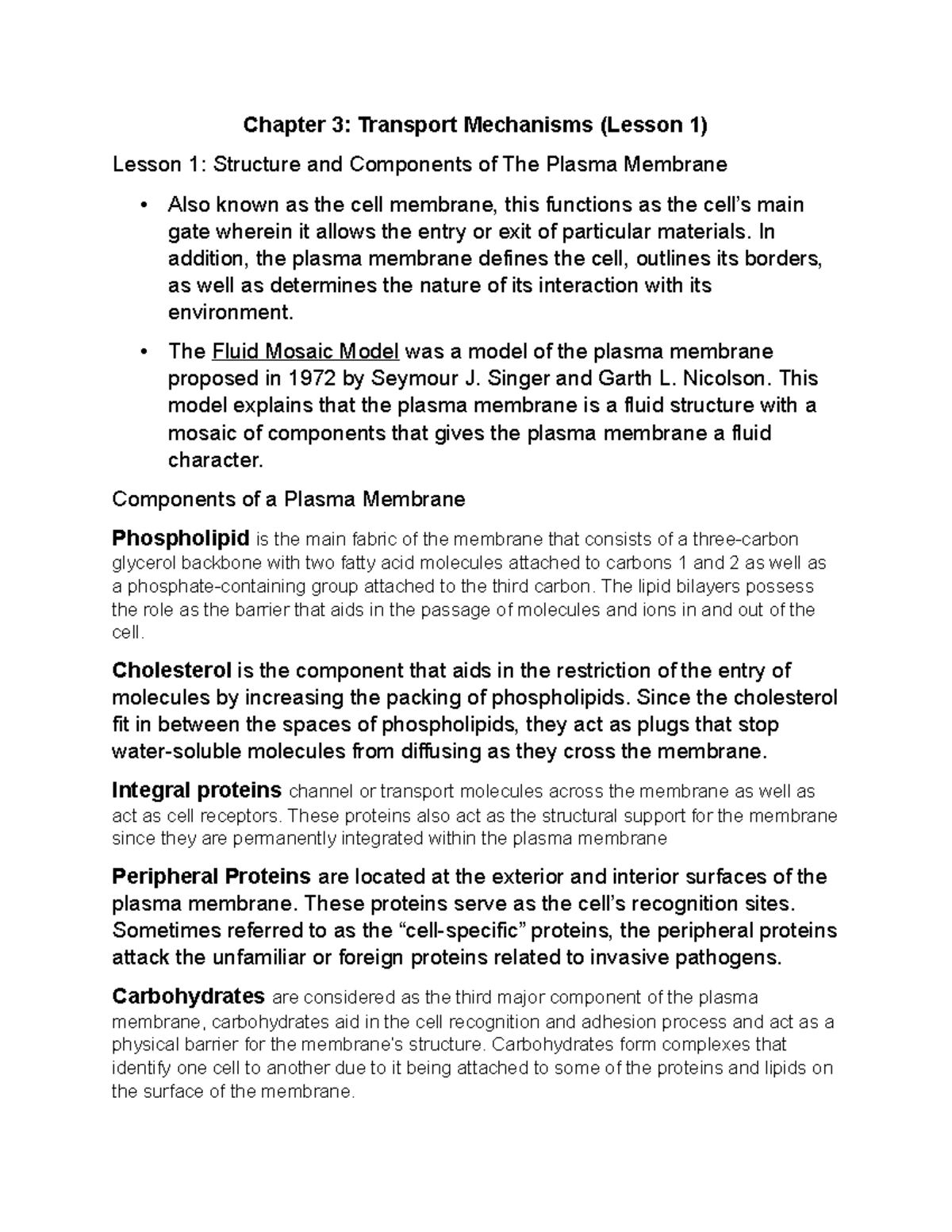 Chapter 3 Transport Mechanisms (Lesson 1) - Science, Technology ...