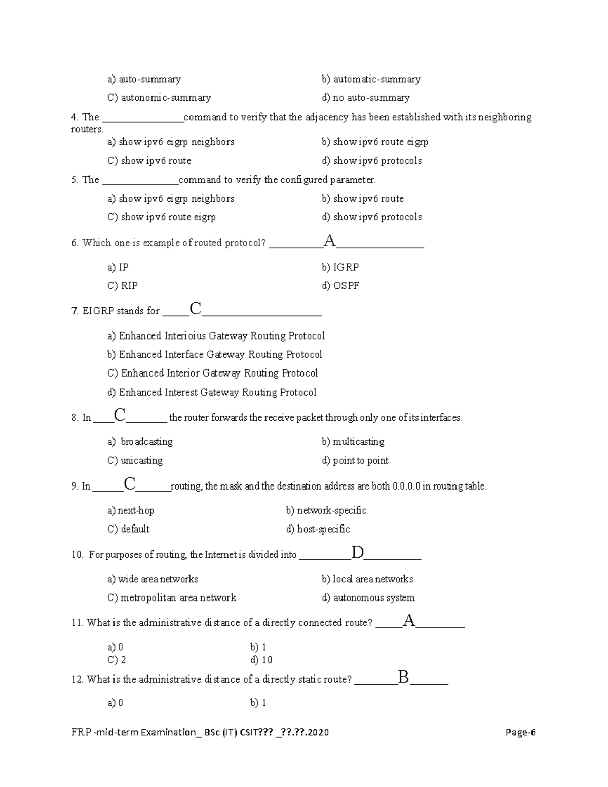 LAB EXAM - LAB EXAM GRADE 8 - a) auto-summary b) automatic-summary C ...
