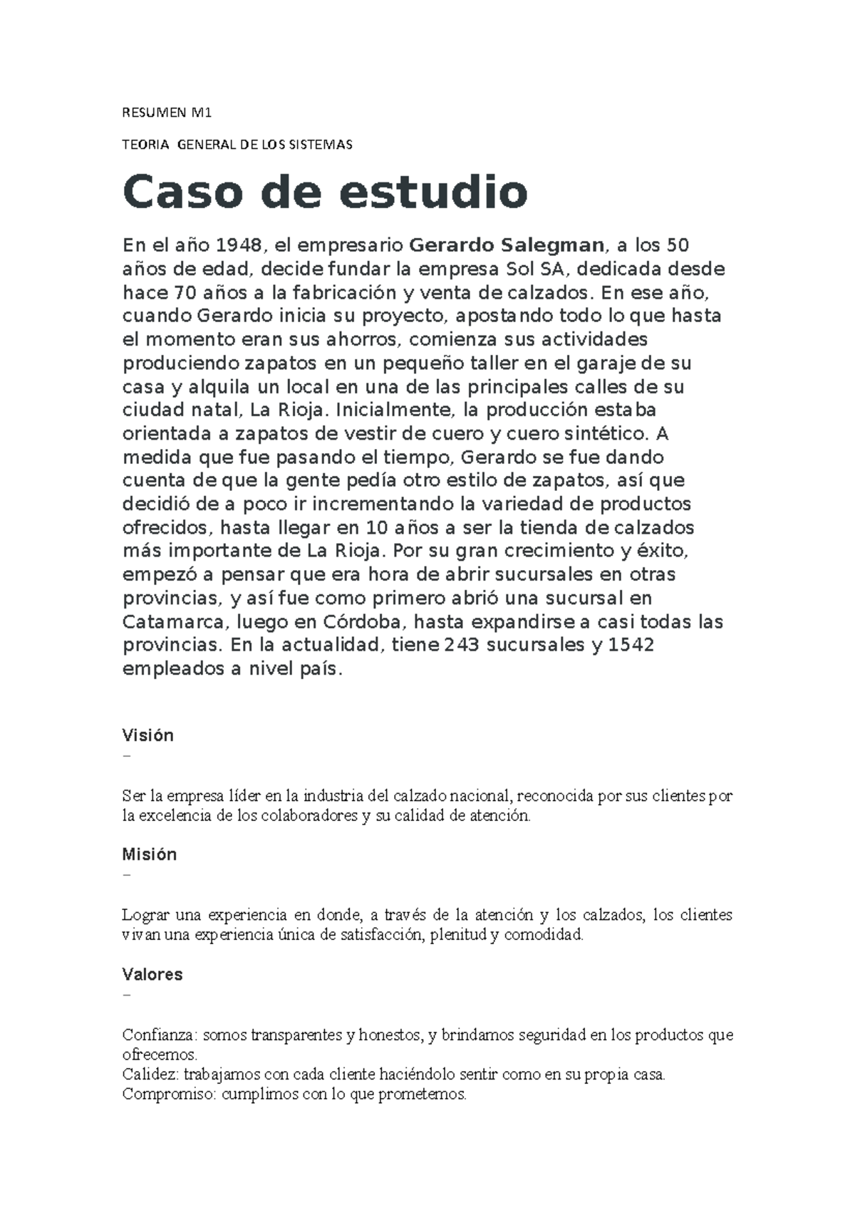 Resumen M1 soo - SFSFFWFFWSFSFSFSSFSFSFSF - RESUMEN M TEORIA GENERAL DE LOS SISTEMAS Caso de ...
