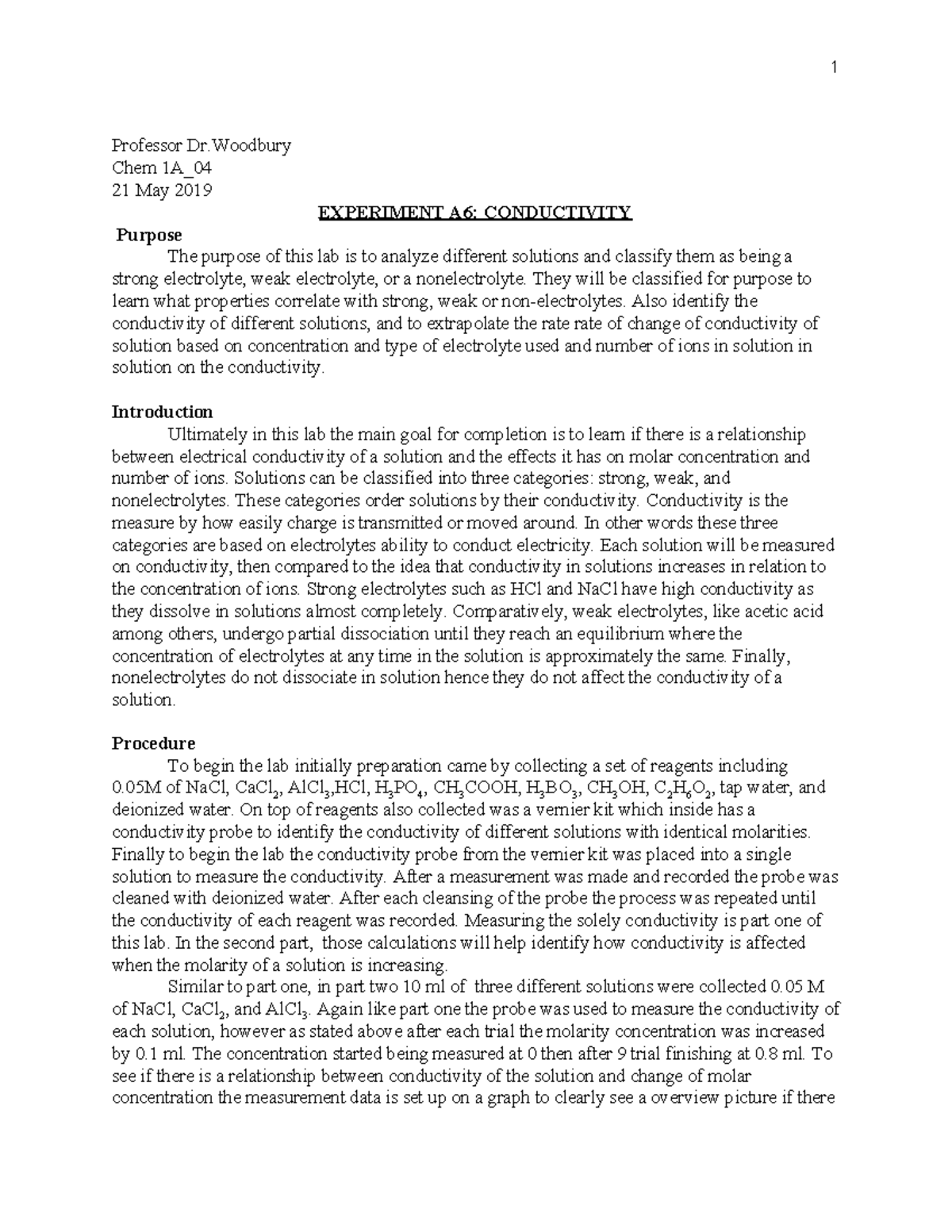 Chem 1A 04 Lab 6 Conductivity - 1 Professor Dr Chem 1A_04 21 May 2019 ...