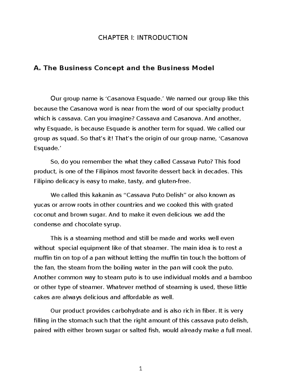 Business PLAN Sample - Credit to the owners. Thank you. - CHAPTER I ...