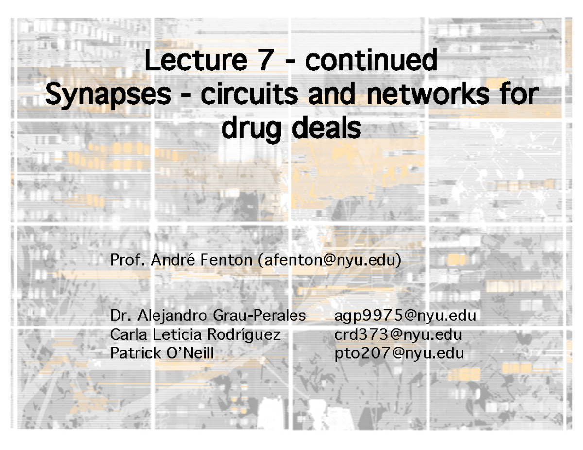 Lecture-8-Brain Development - Lecture 7 - continued Synapses - circuits ...