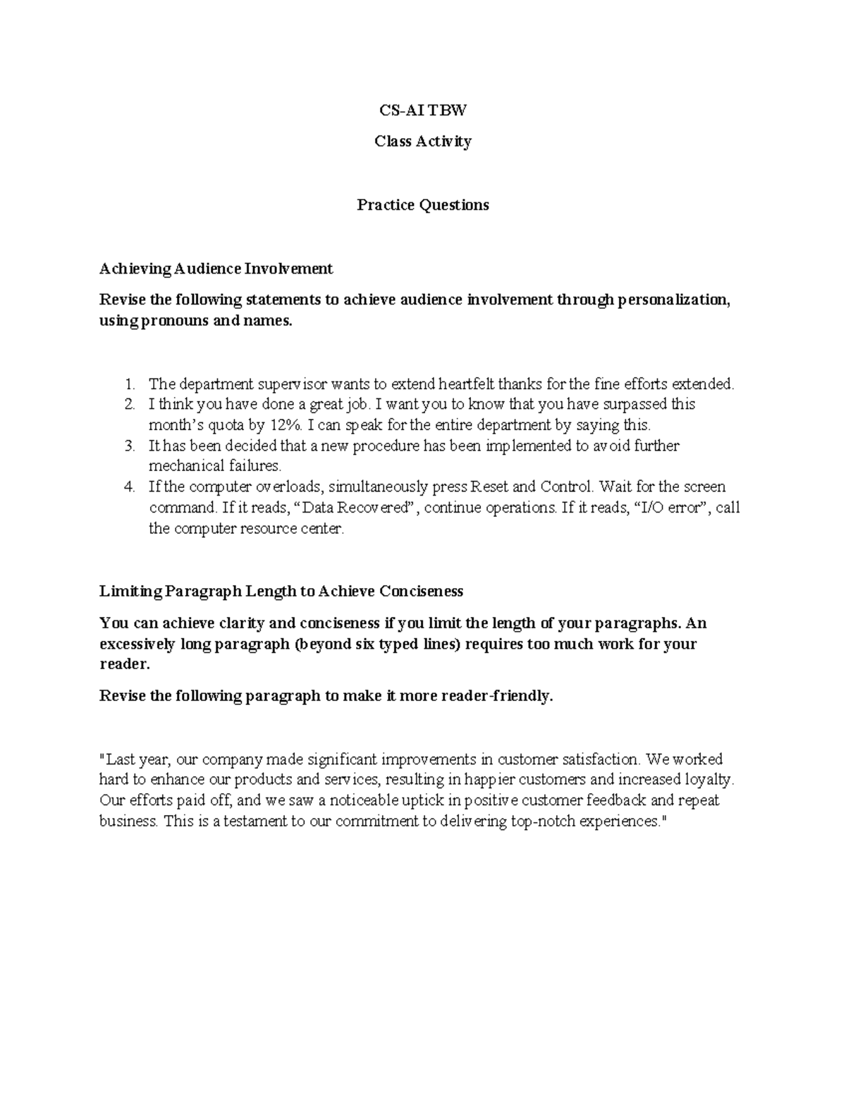 Practice Questions for Sessional 1 - CS-AI TBW Class Activity Practice ...