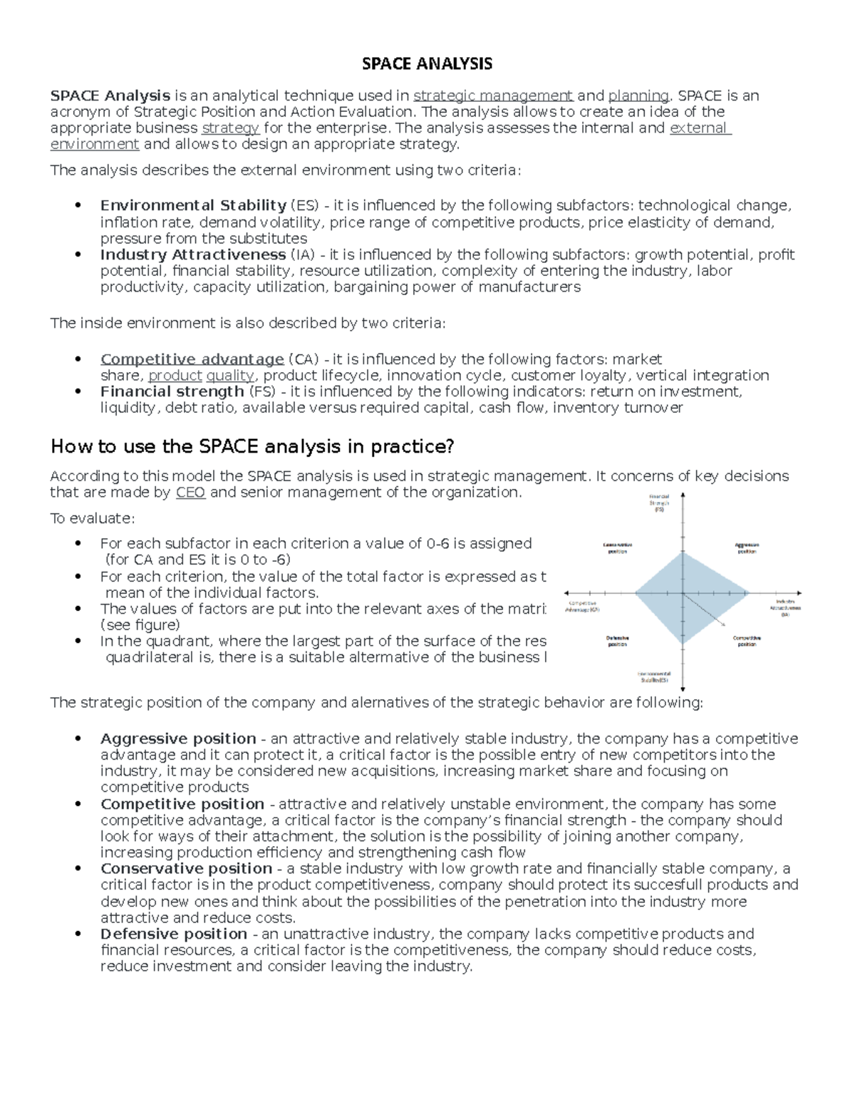 Space Analysis - SPACE ANALYSIS SPACE Analysis is an analytical ...