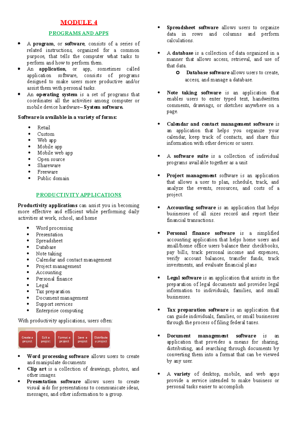 LITE Reviewer - MODULE 4 PROGRAMS AND APPS A program , or software , consists of a series of ...