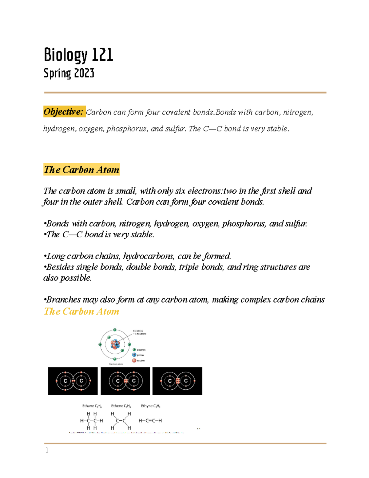 Class notes-The Characteristicts of Life - Biology 121 Spring 2023 ...