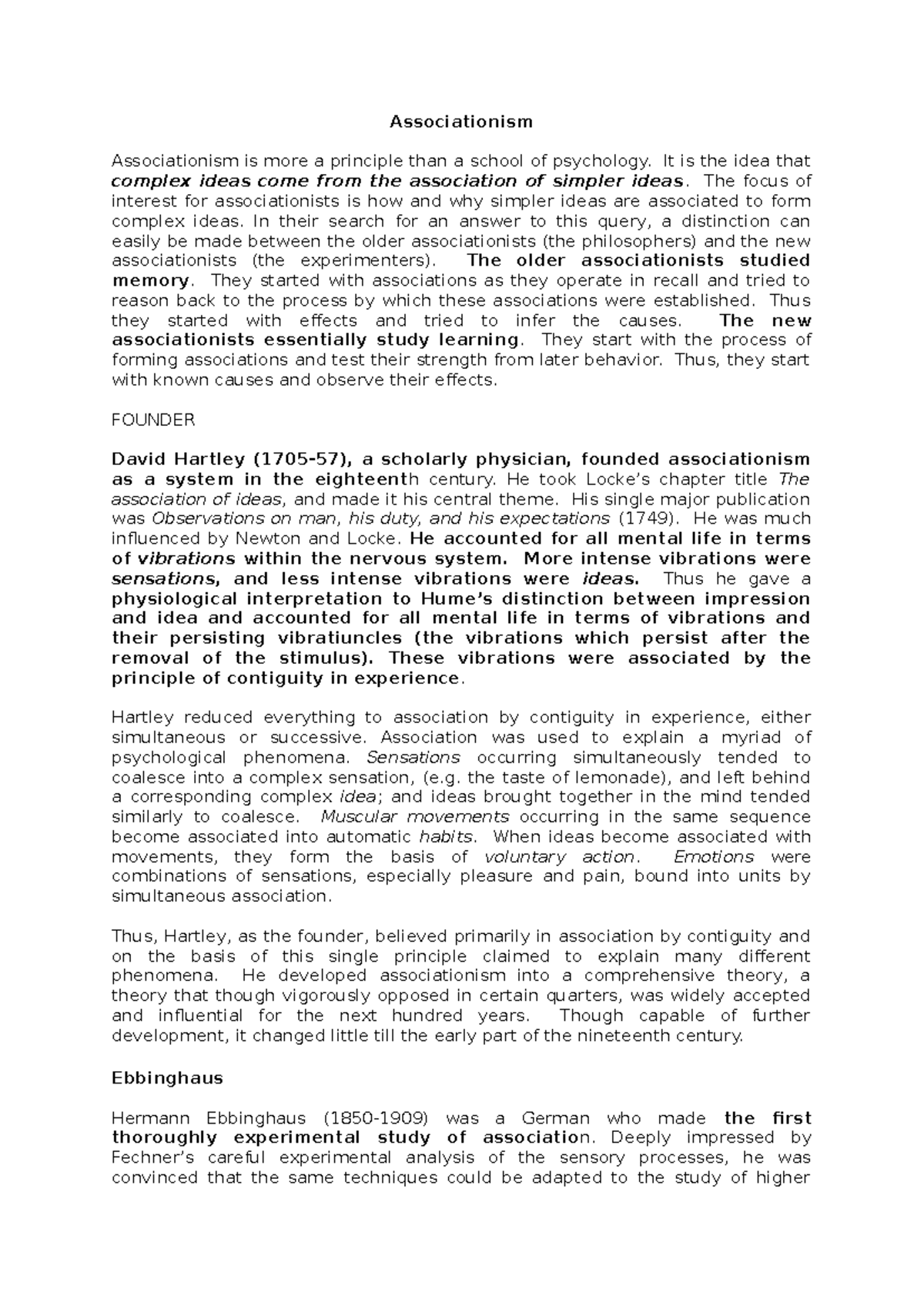 Module III - Associationism Associationism is more a principle than a ...