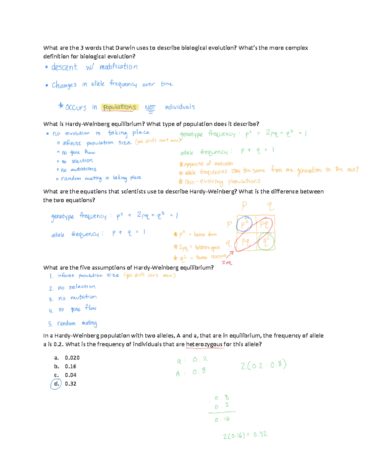 Evolution Hardy Weinberg - What are the 3 words that Darwin uses to ...