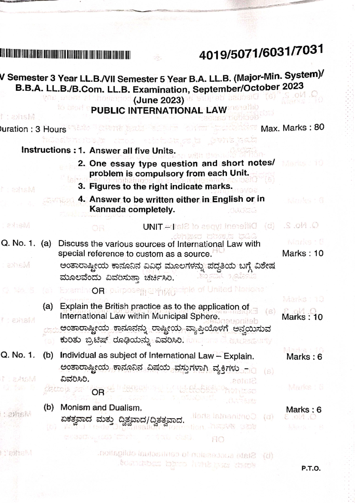 PIL Question Papers - Bba llb - Studocu