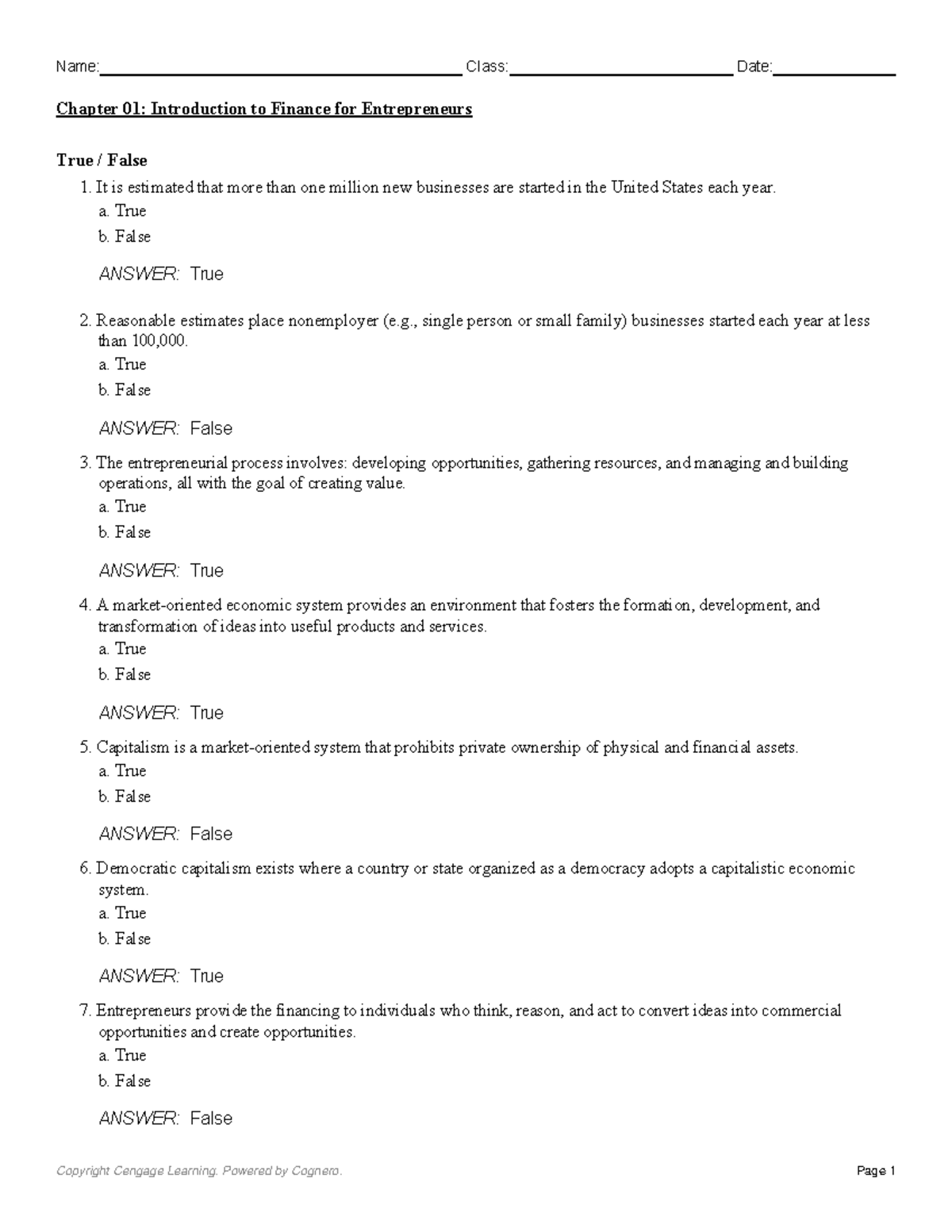 FIN 634 Introduction to Finance questions and answers - True / False ...