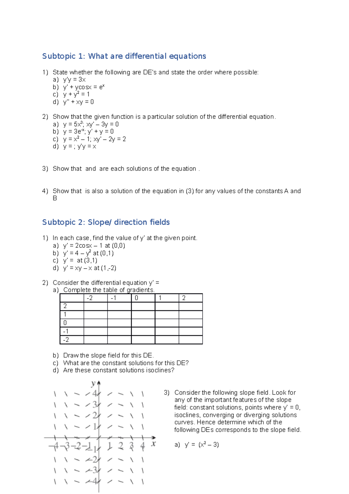 Qq diff eqns - Quick quiz questions for differential equations topic ...