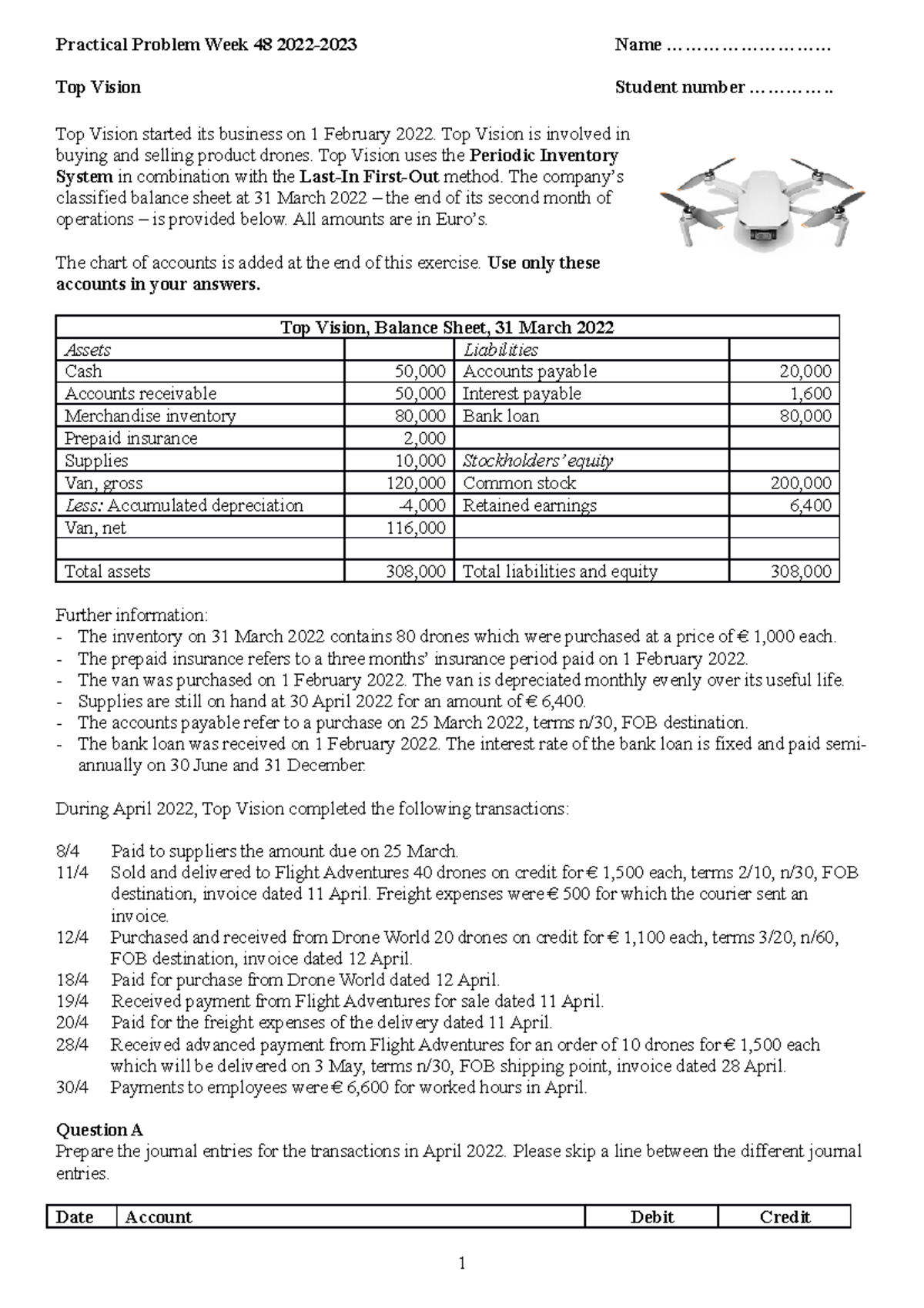 Practicalweek 48-22 23 - Practical Problem Week 48 2022-2023 Name