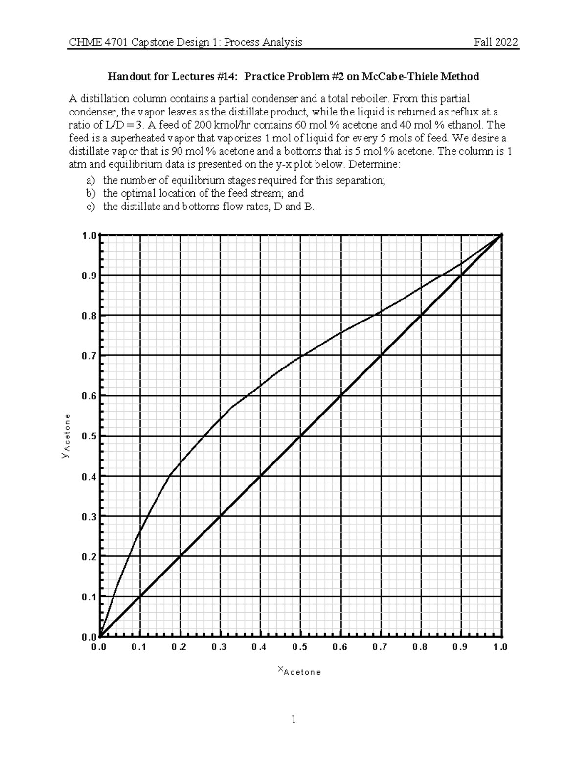 F22 - CHME 4701 L14 Practice Problem #2 on Mc Cabe-Thiele Method - CHME ...