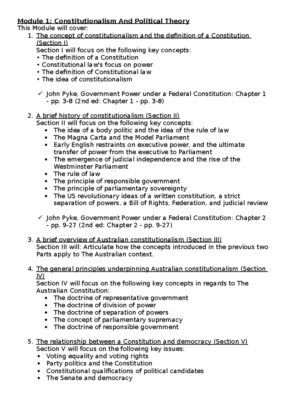 List of reading-Constitutional Law - Module 1: Constitutionalism And ...