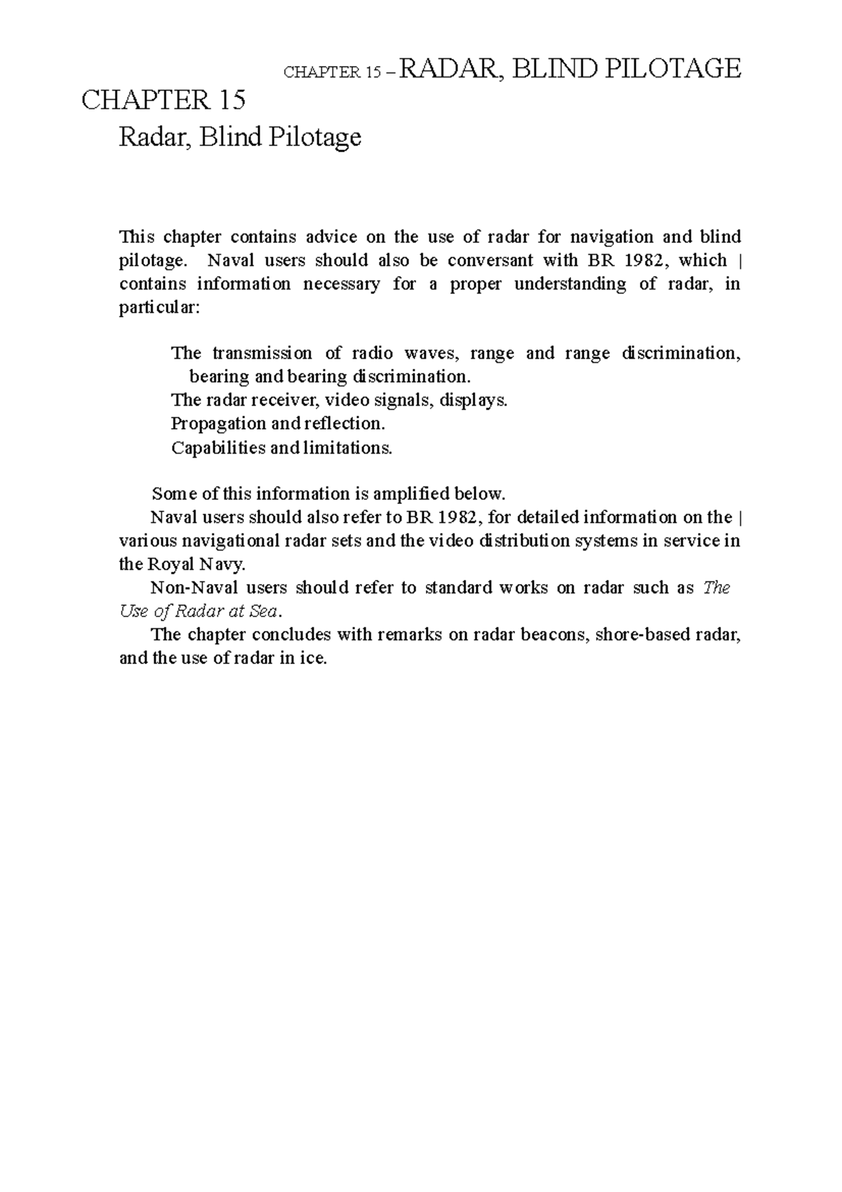 Chapter 15 Radar, Blind Pilotage - CHAPTER 15 – RADAR, BLIND PILOTAGE ...