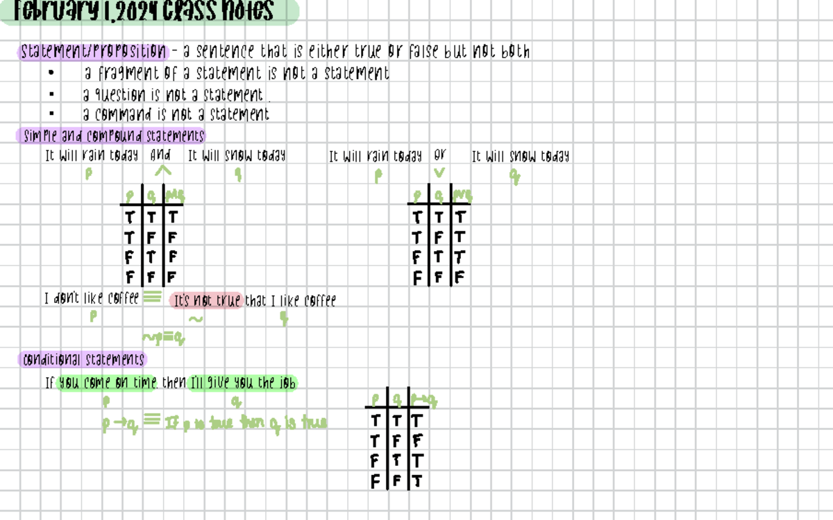 Discrete Class Notes - Statement/proposition - a sentence that is ...