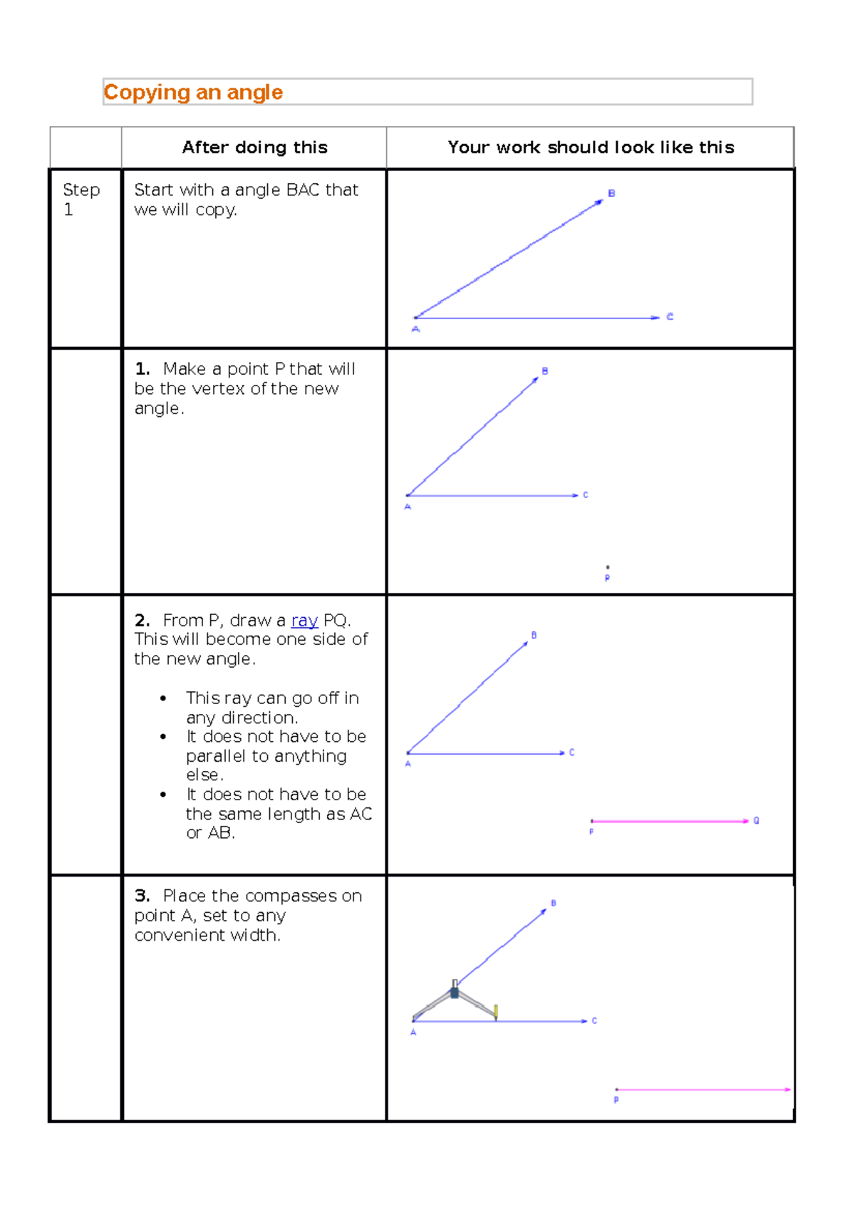 4 Copying an angle - gr 8 maths - Copying an angle After doing this ...