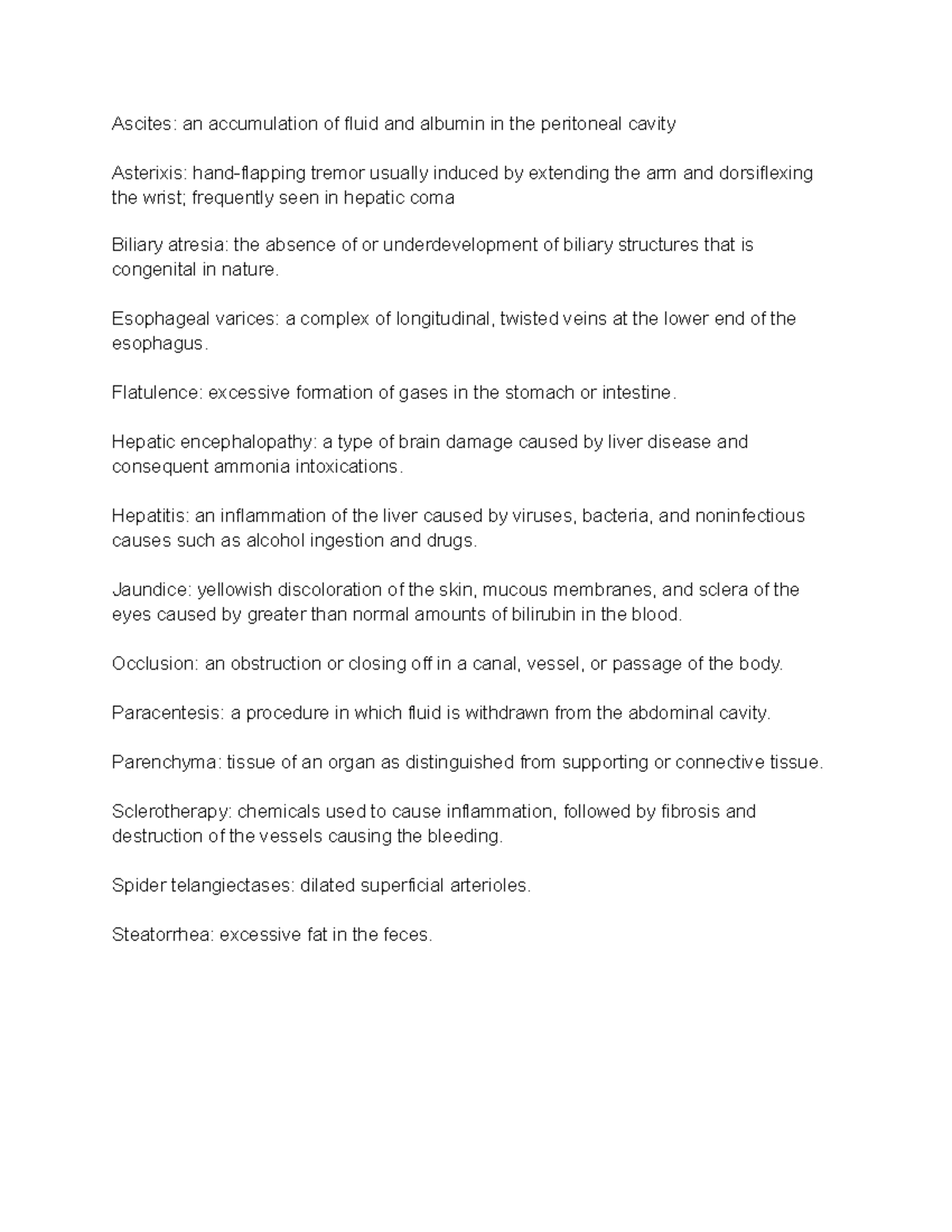 Chapter 46 key terms and med card - Ascites: an accumulation of fluid ...