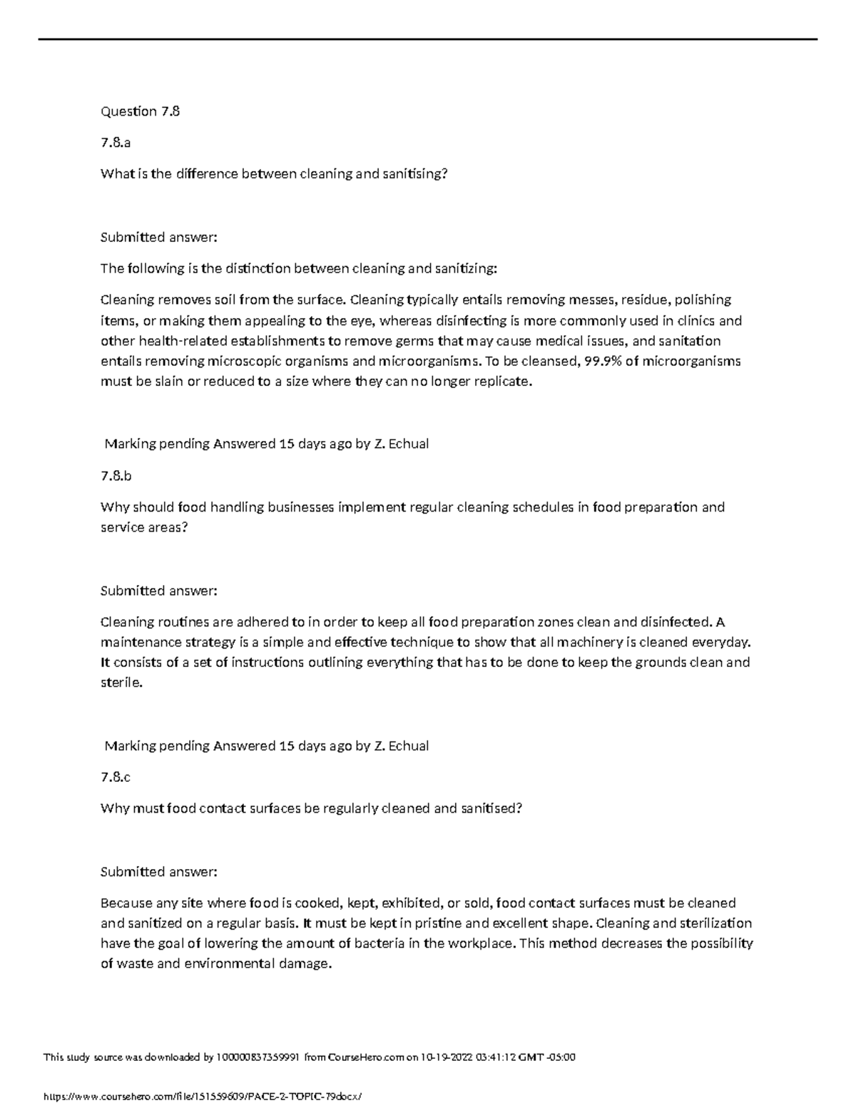 PACE 2 Topic 7 - this document is about PACE 2 - Question 7. 7.8 What ...