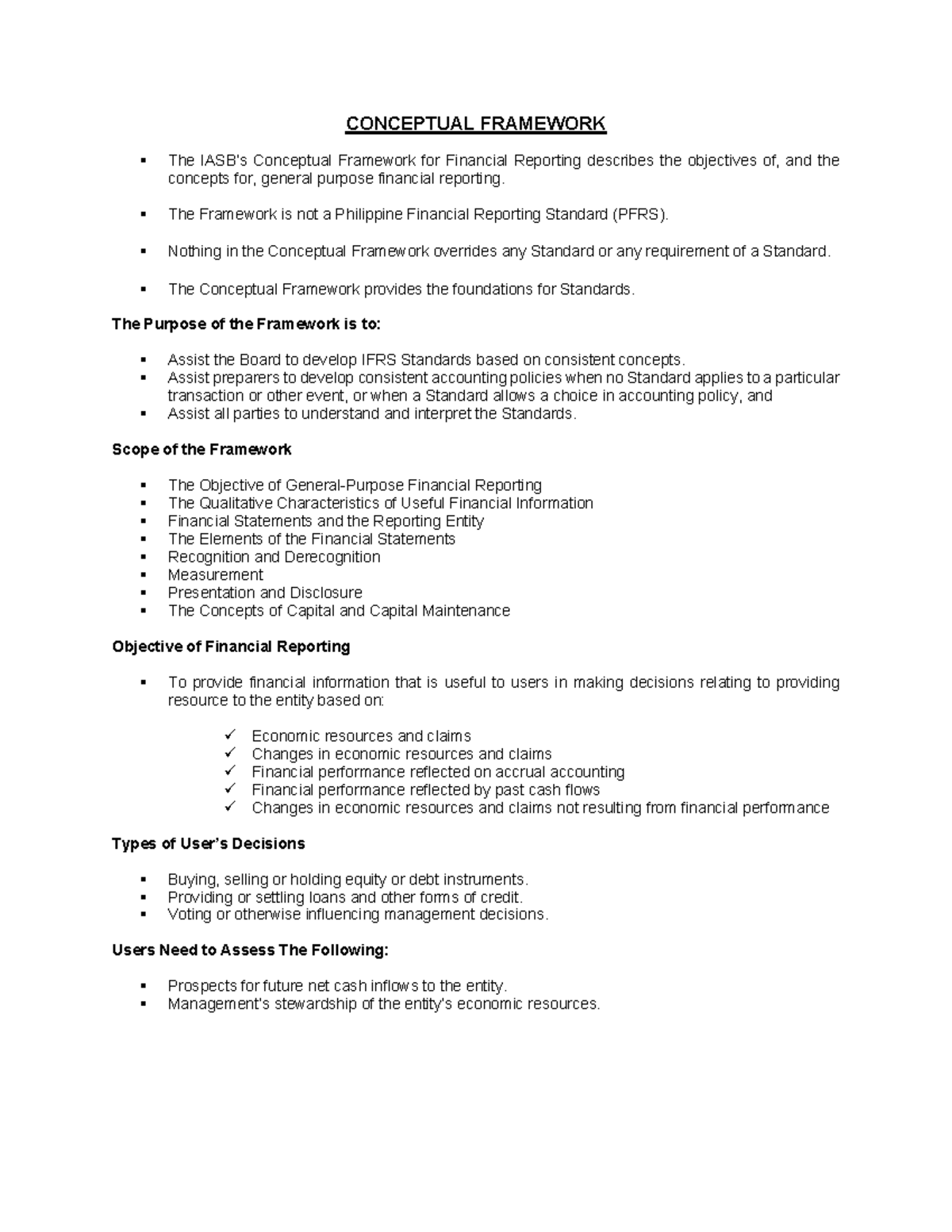 Lecture 2 - Conceptual Framework for Financial Reporting Module - CONCEPTUAL FRAMEWORK The IASB ...