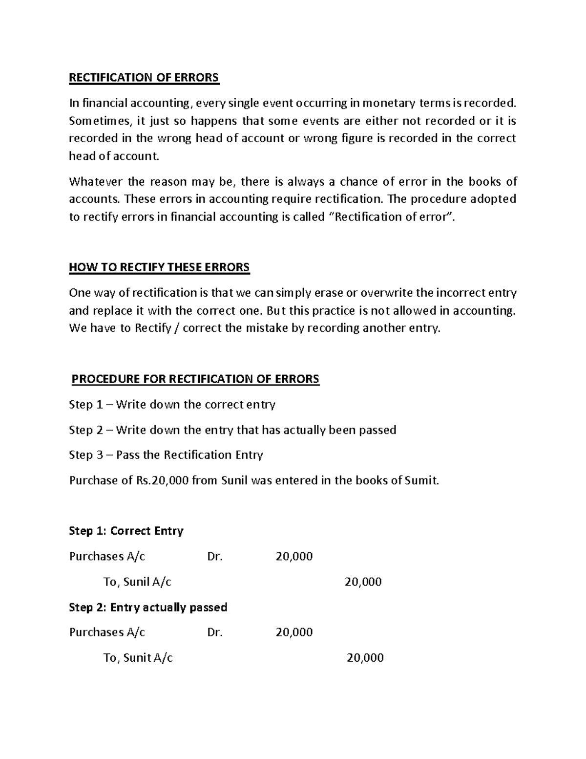 Chapter 9 - IT IS LECTURE NOTES - RECTIFICATION OF ERRORS In financial ...