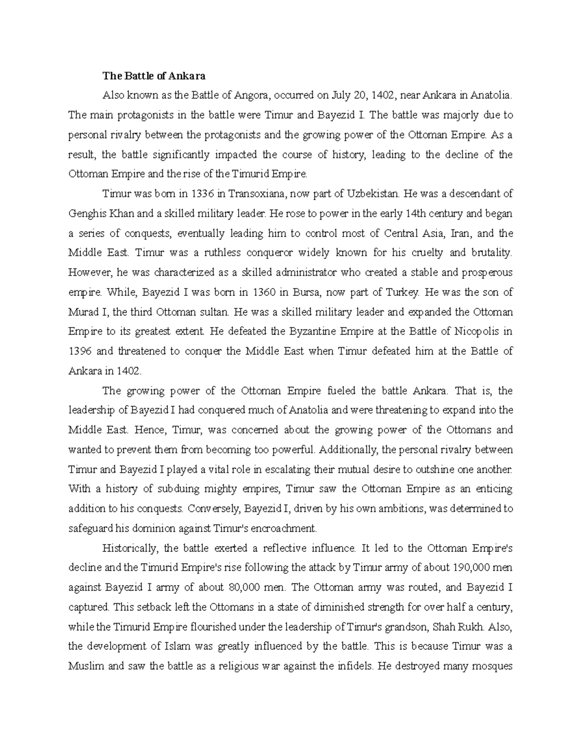 The Battle of Ankara - Cilvia's Work - The Battle of Ankara Also known ...