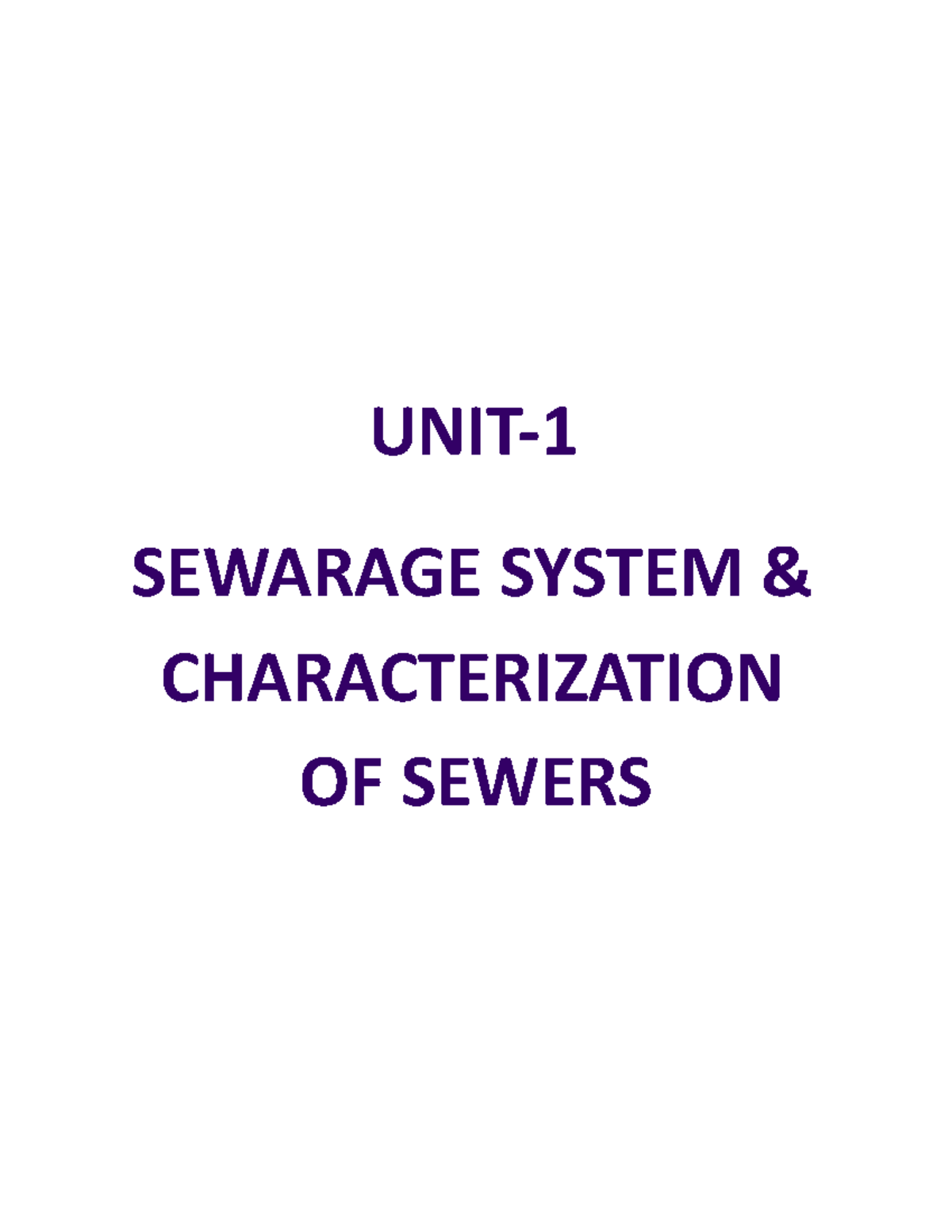 Sewarage System & Characterization Of Sewers - UNIT- SEWARAGE SYSTEM ...