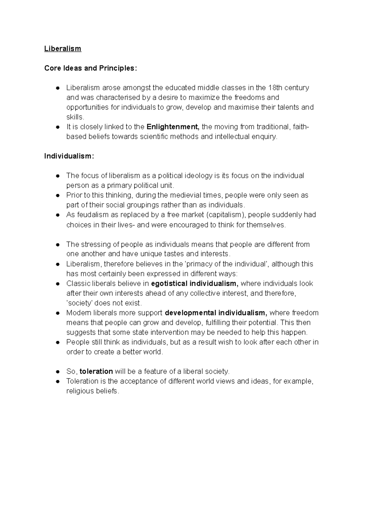Liberalism, 2.1 - dkdl - Liberalism Core Ideas and Principles ...