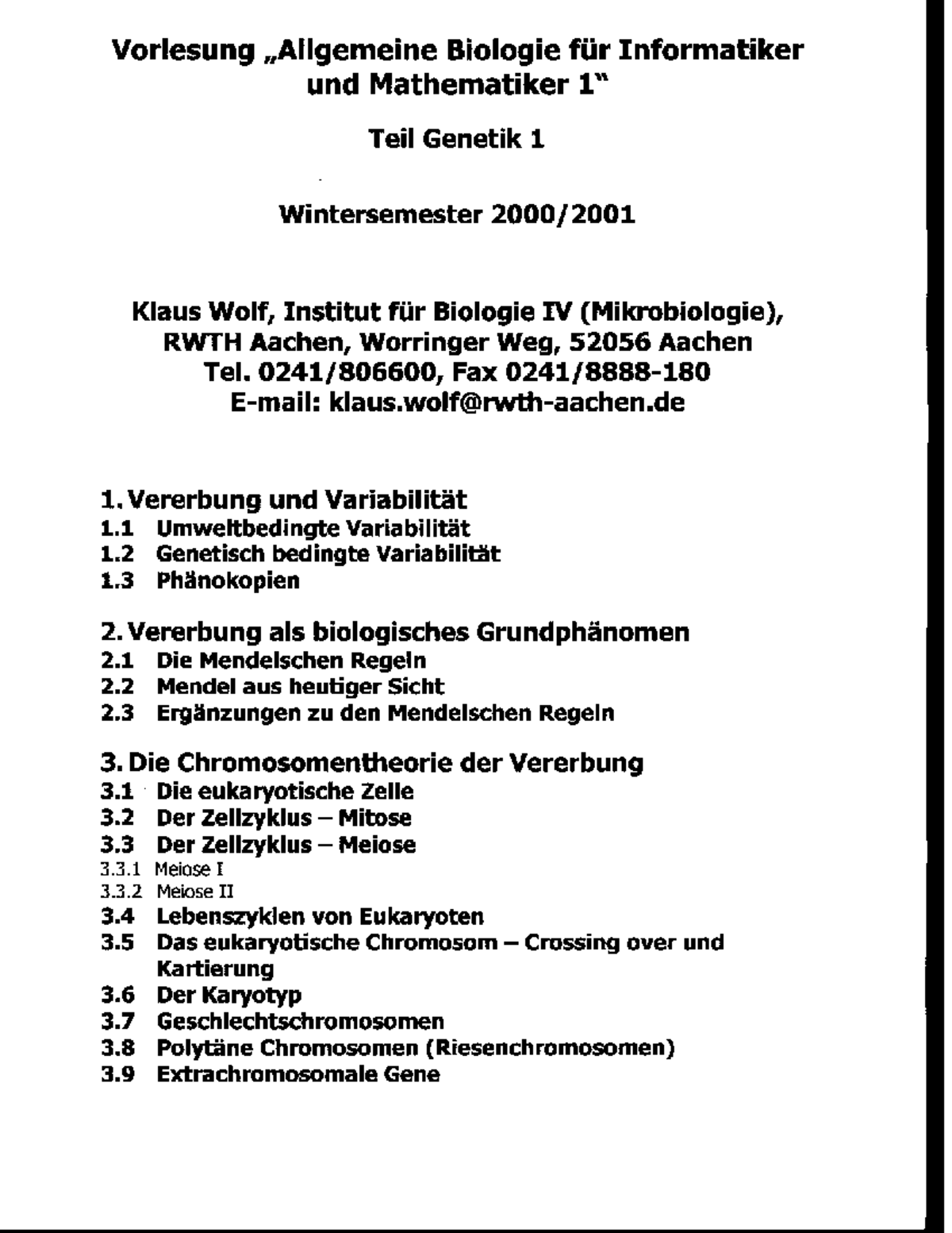 Bio.2000-WS-Wolf - Skripte - Biologie der Zelle - RWTH Aachen - Studocu