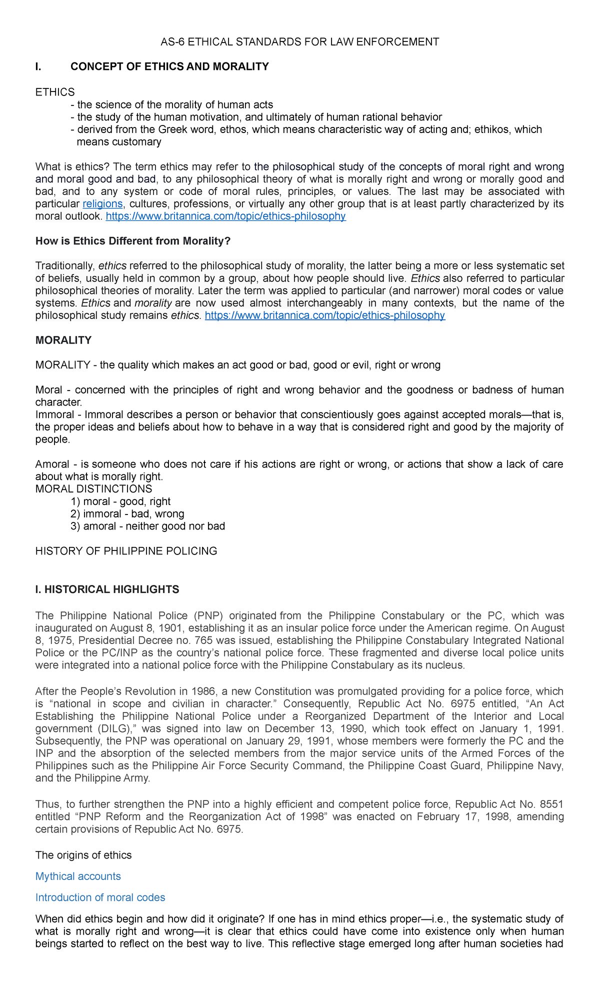 AS 6 Ethical Standards for Law Enforcement - AS-6 ETHICAL STANDARDS FOR ...