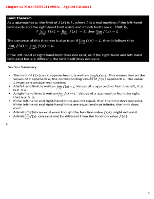Chapter 1.2 review MTH 261 Applied Calculus I - MTH 163 - 1.2111 1. 2 - Studocu