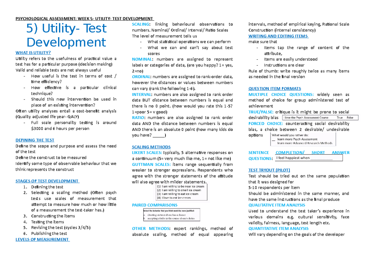Week 5 - Utility - Dr Stephanie Webb - PSYCHOLOGICAL ASSESSMENT: WEEK 5 ...