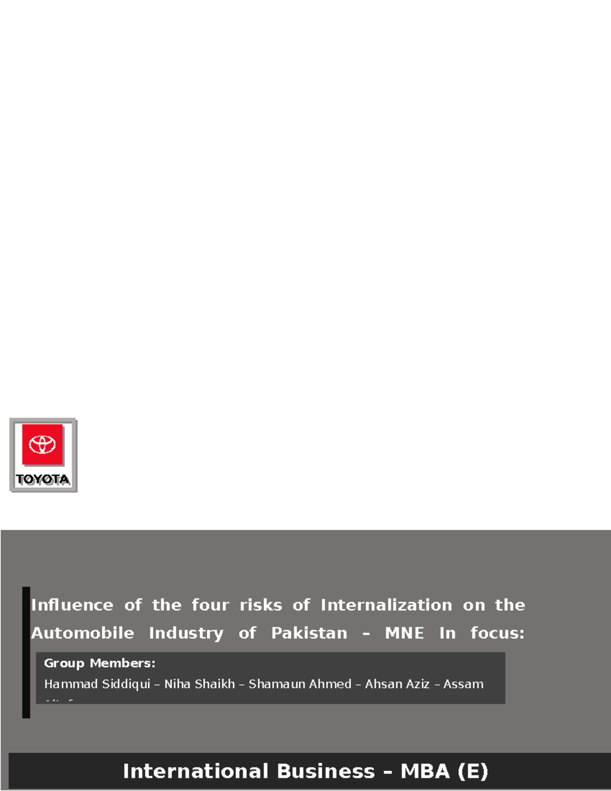 IB Fall 2021 Term Report – Toyota Risk Analysis - Hammad Siddiqui – MBA ...