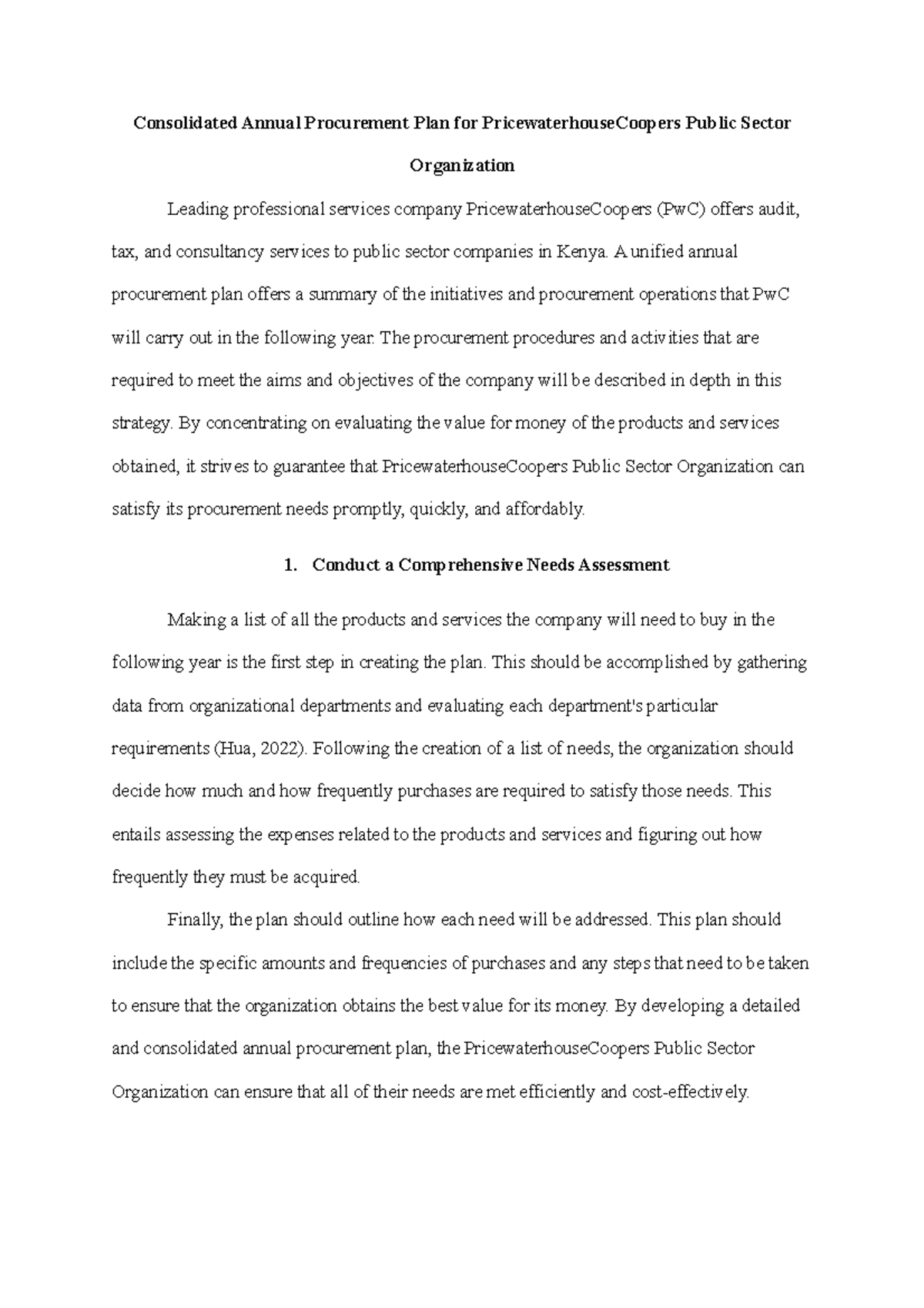 Consolidated Annual Procurement Plan - A unified annual procurement ...